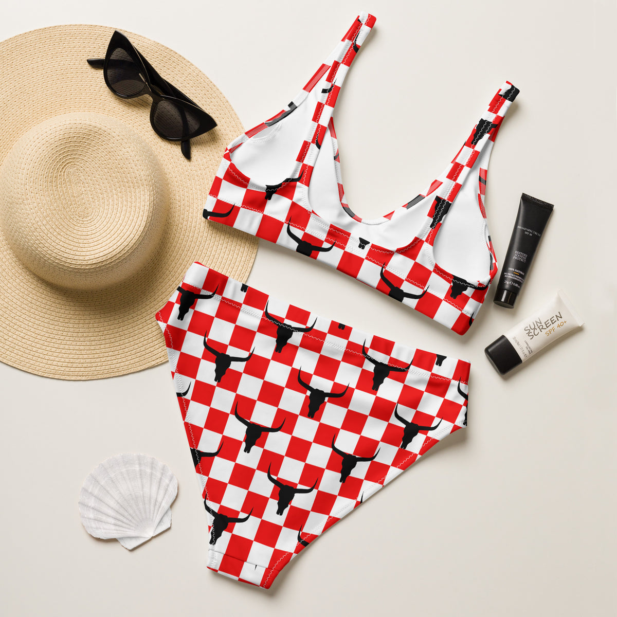 Red Longhorn Check High Waist Bikini – Rogue River Clothing Co